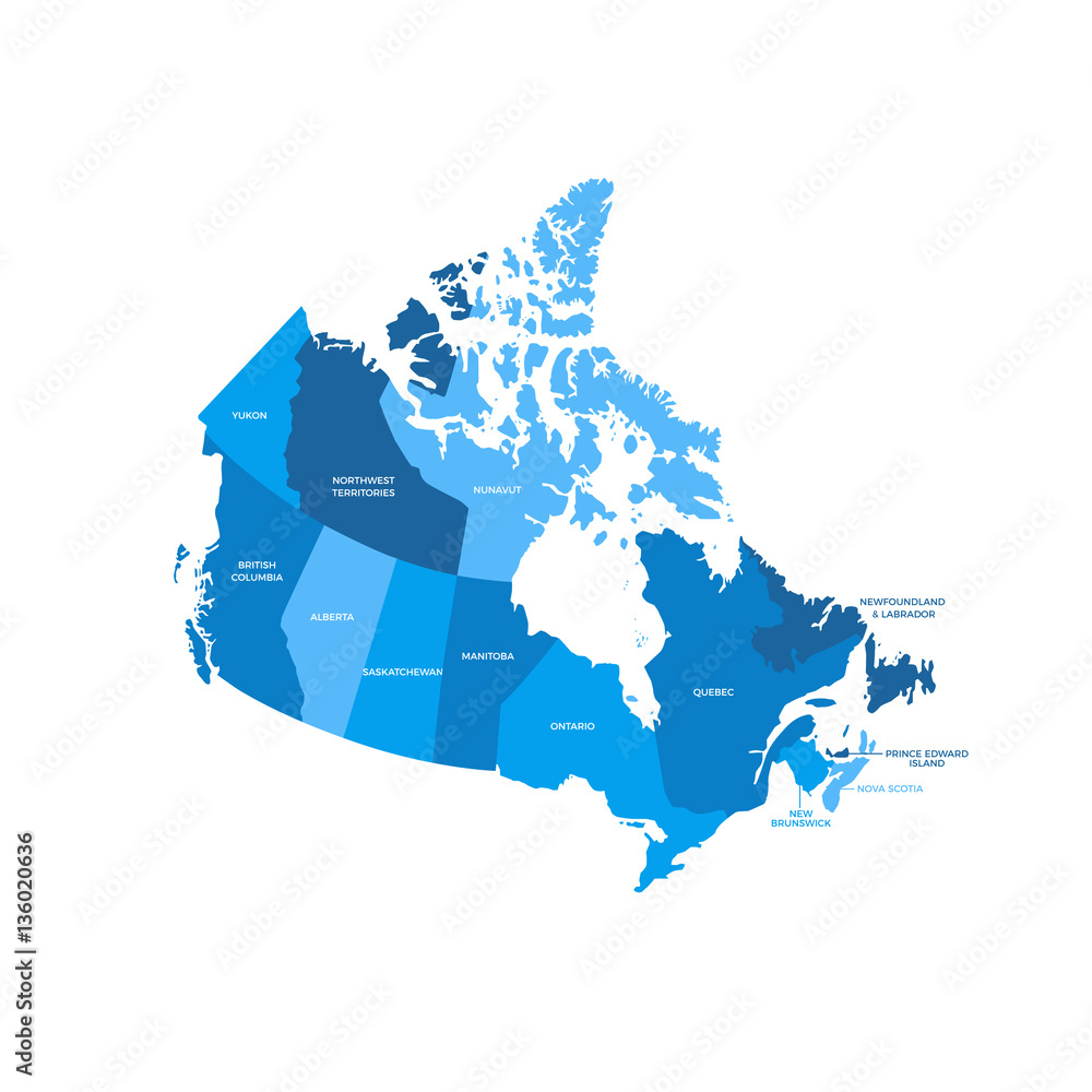Canada Regions Map Stock Vector | Adobe Stock