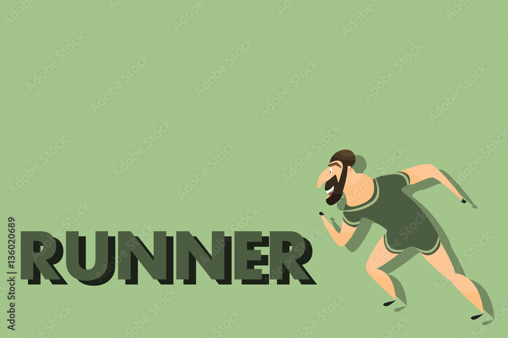 Runner cartoon poster, Comic charackter Stock Vector | Adobe Stock
