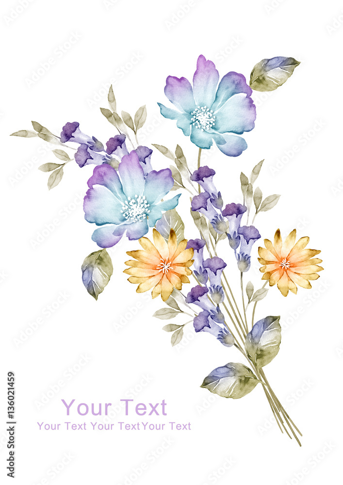 watercolor illustration flowers in simple background Stock Illustration ...