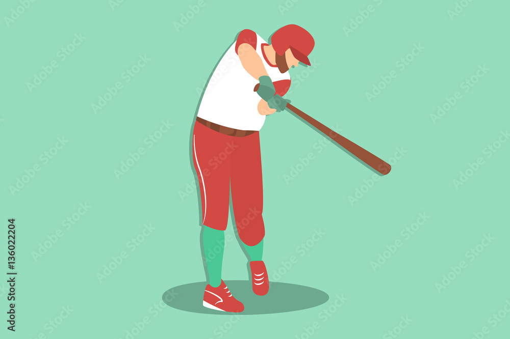 Basball comic, cartoon player character Stock Vector | Adobe Stock