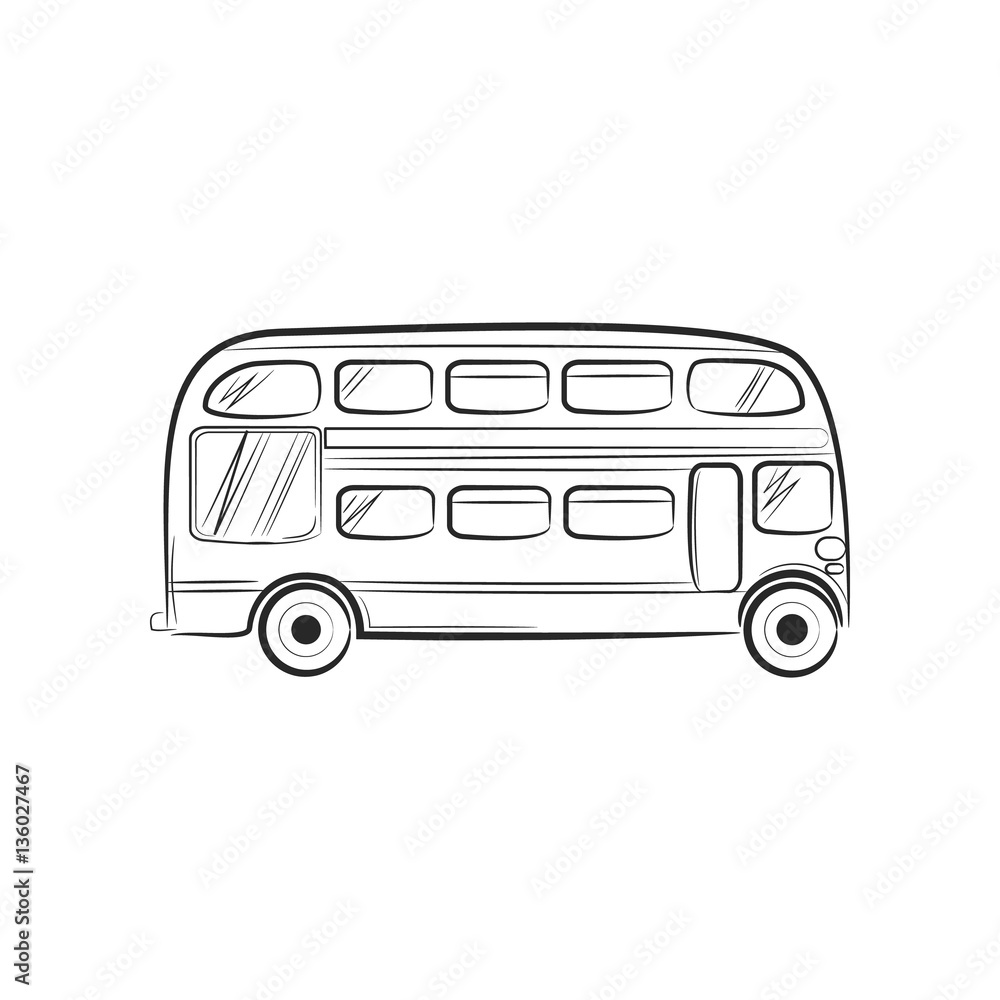 Hand draw sketch Transportation Travel icon bus. Vector illustration ...