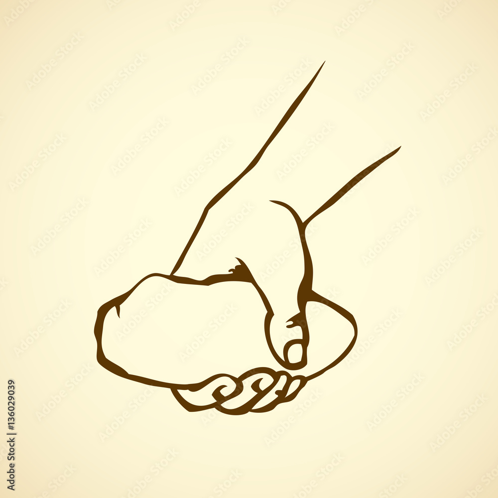 Hand holding a stone. Vector drawing Stock Vector | Adobe Stock