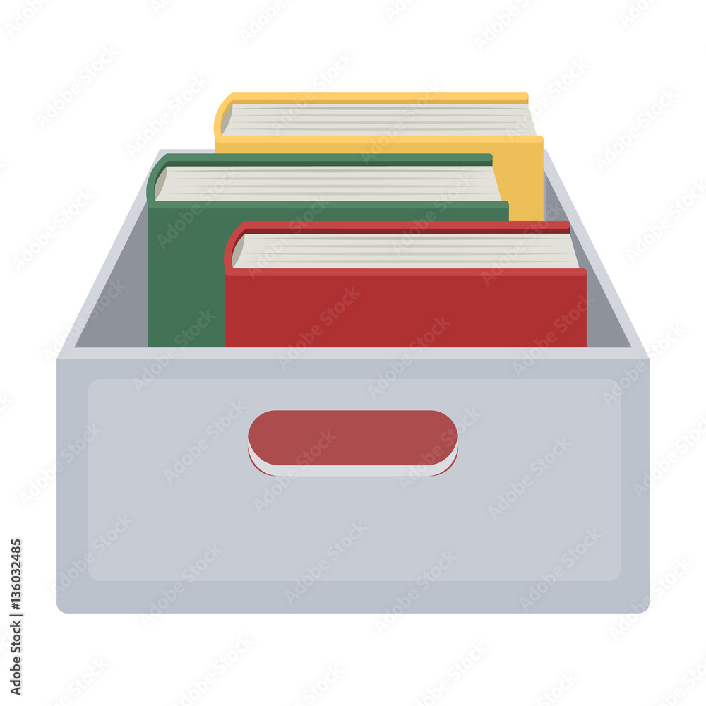 Books in box icon in cartoon style isolated on white background ...