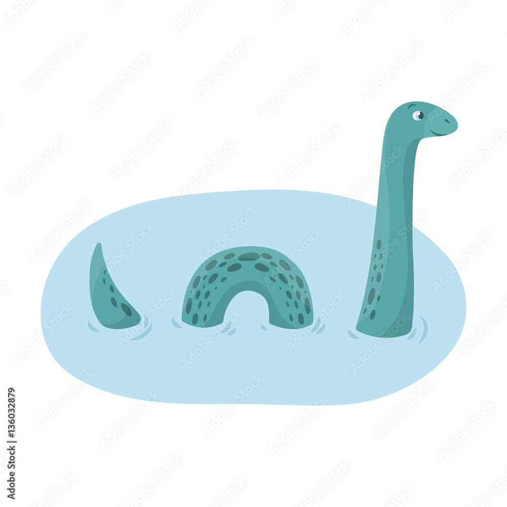 Poster Loch Ness monster icon in cartoon style isolated on white ...