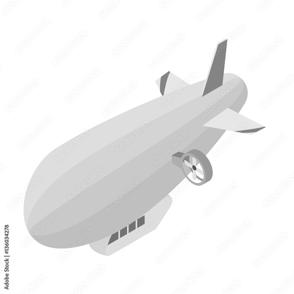 Airship icon in monochrome style isolated on white background ...