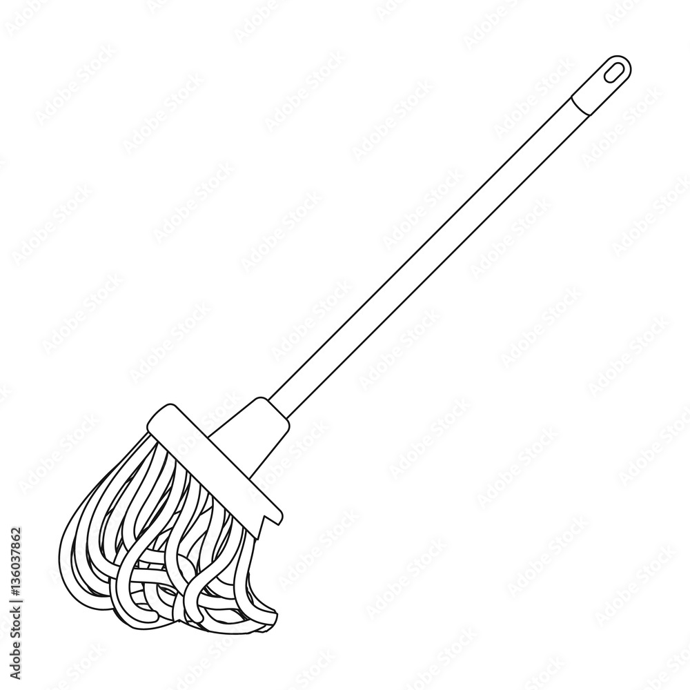 Vettoriale Stock Mop icon in outline style isolated on white background ...