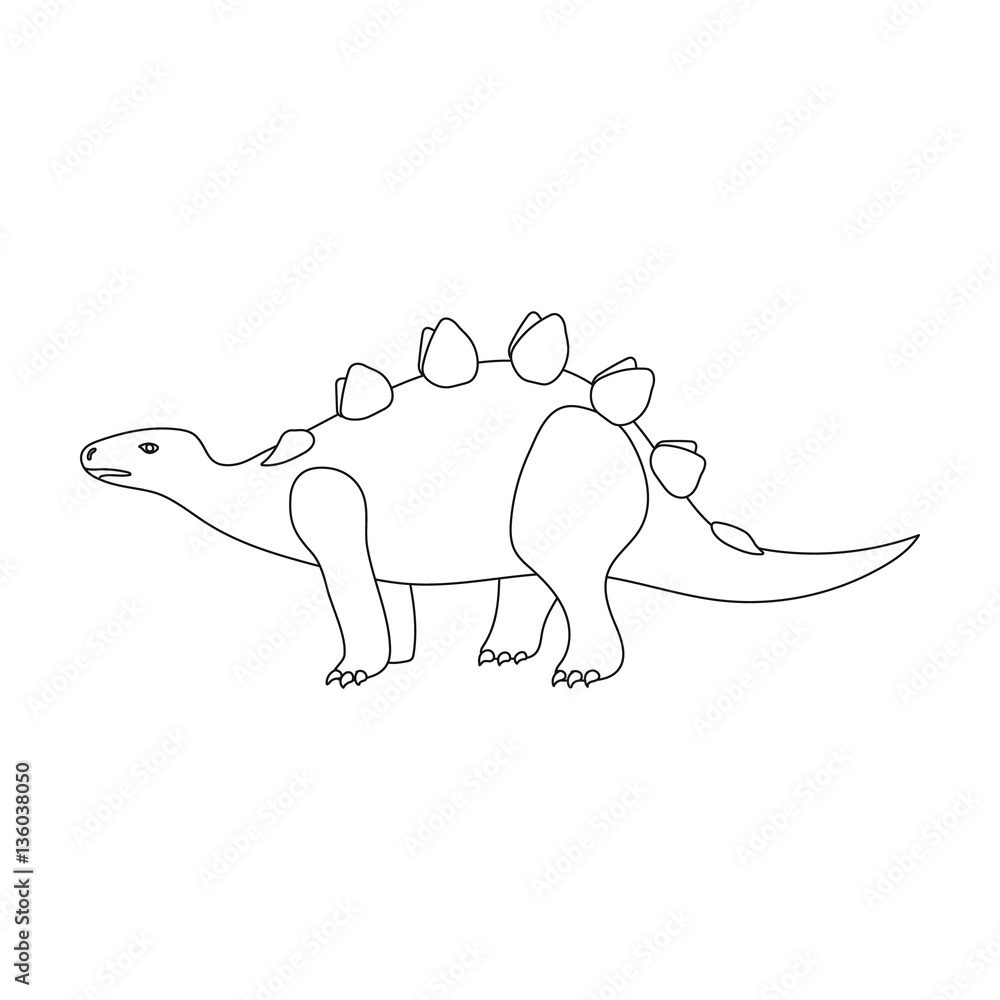 Dinosaur Stegosaurus icon in outline style isolated on white background ...