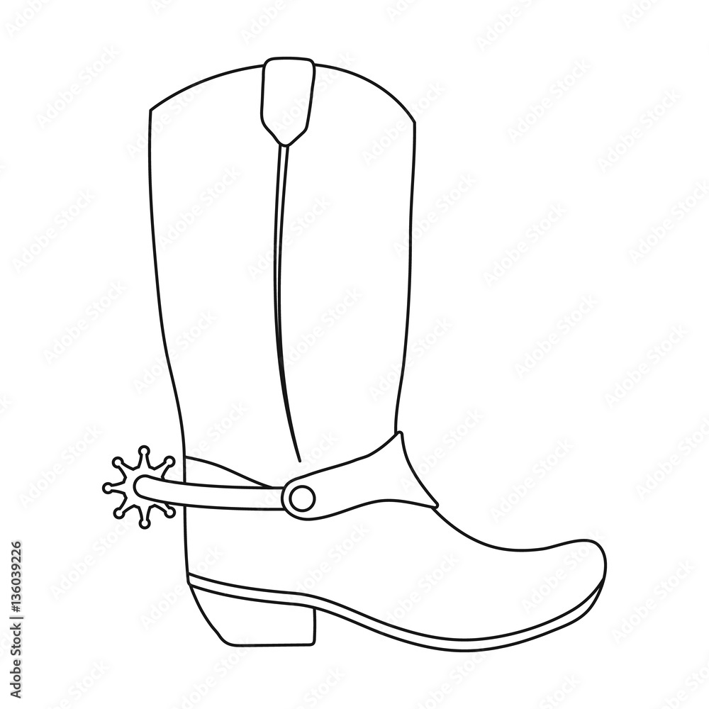 Cowboy boots icon in outline style isolated on white background. Rodeo ...