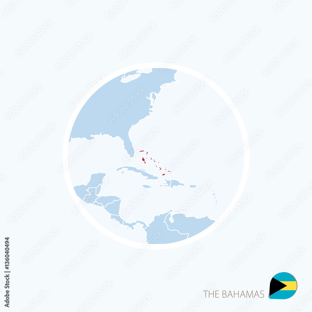 Map icon of The Bahamas. Blue map of Caribbean with highlighted The ...