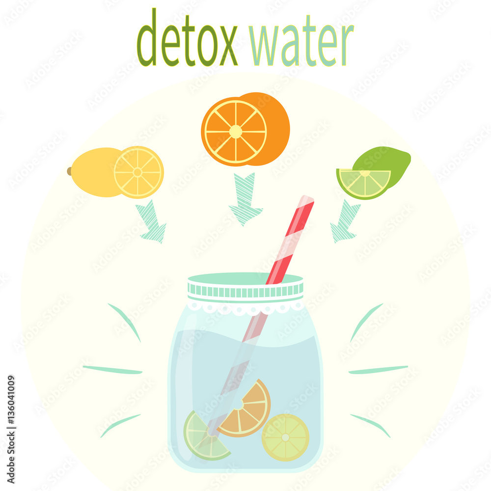Detox water recipe. Vector illustration. Stock Vector | Adobe Stock