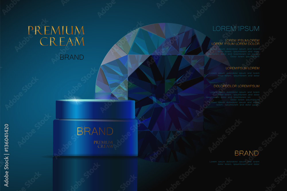 Layout leaflet. premium cosmetic ad cream. skin care. 3d vector ...