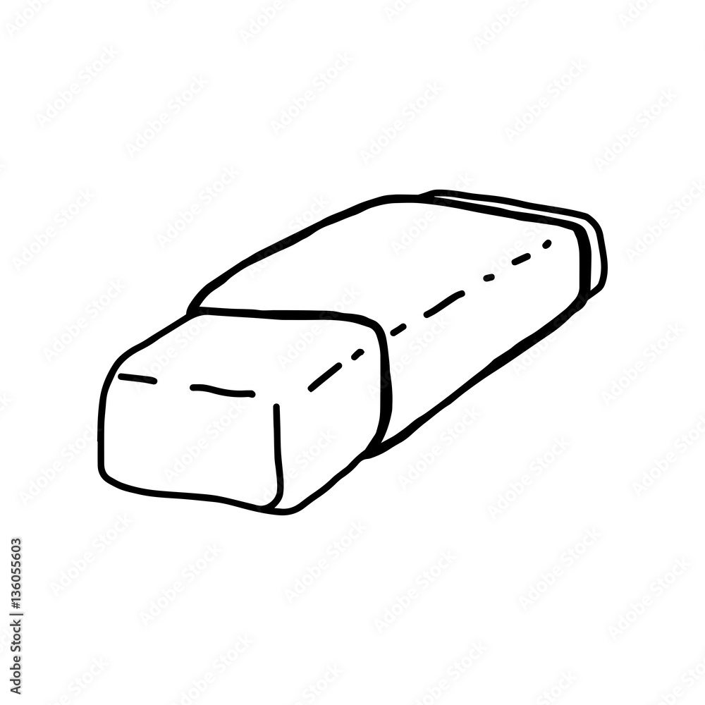 vector illustration hand drawn sketch of pencil rubber isolated on ...