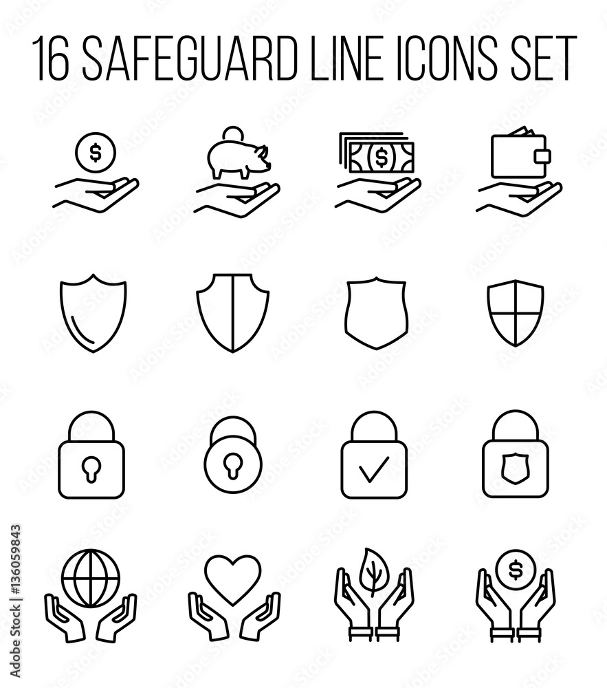 Set of safeguard icons in modern thin line style. Stock Vector | Adobe ...