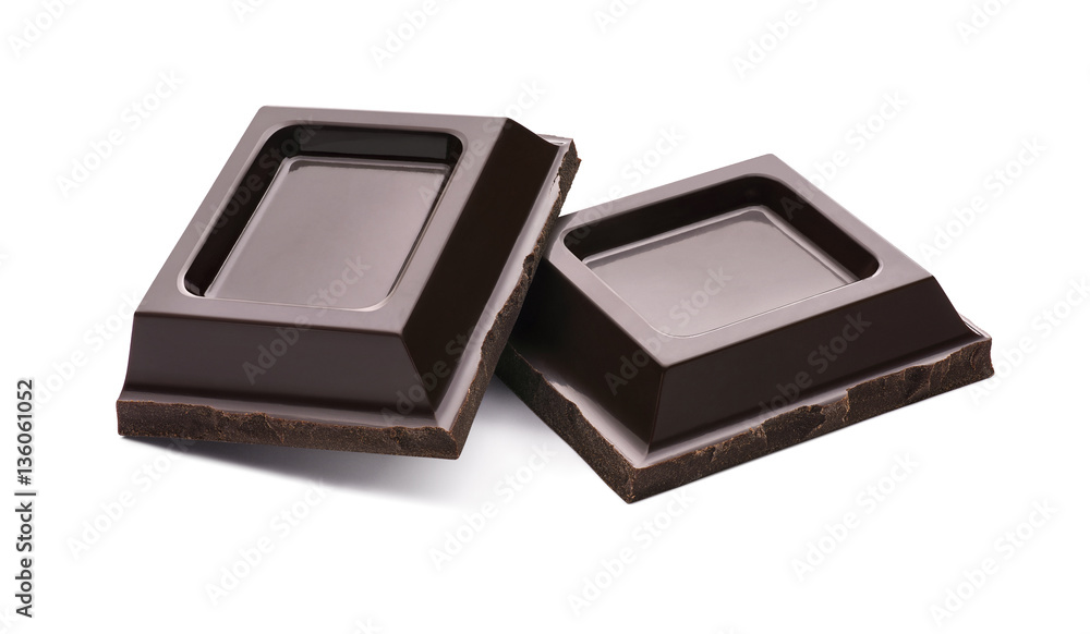 Chocolate square pieces isolated on white background foto de Stock ...