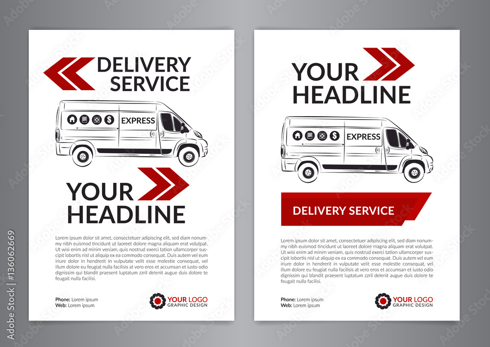 Set A4 Express delivery service brochure flyer design layout template ...