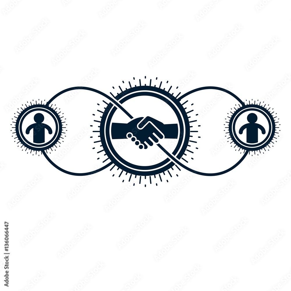 Successful Business creative logo, handshake deal sign, vector c Stock ...