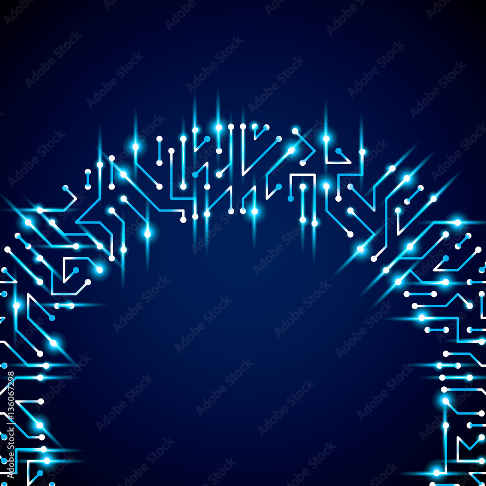Vector digital technology background with circuit board elements Stock ...