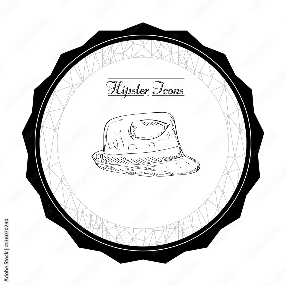 Isolated label with an outline of a hat, Vector illustration Stock ...