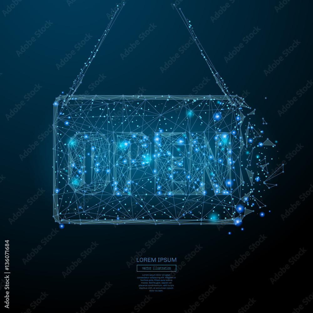 Abstract image of a open tablet blue in the form of a starry sky or ...