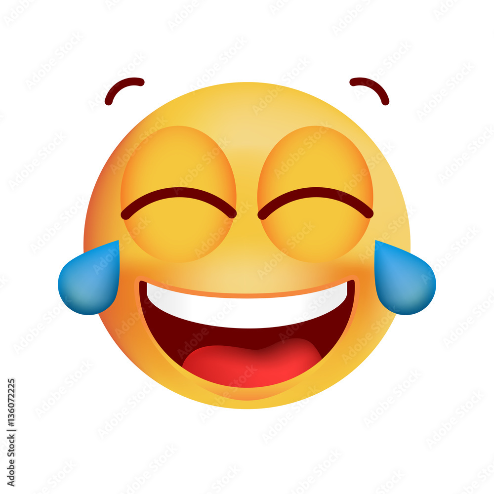 Cute Very Happy with Tears of Joy Emoticon on White Background ...