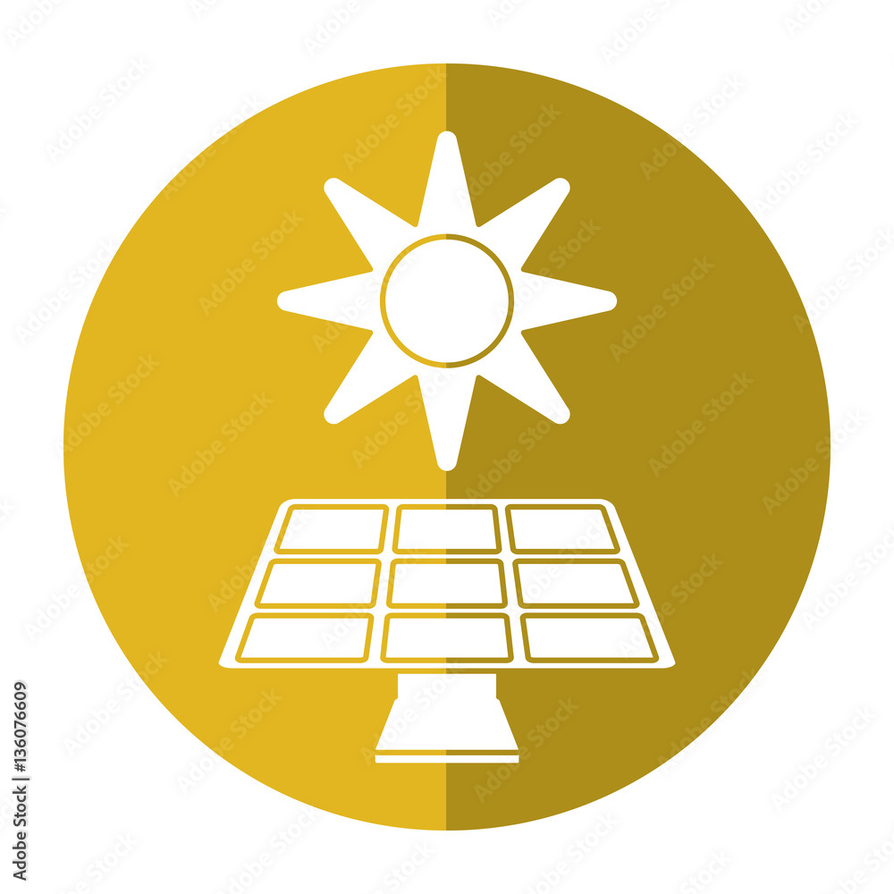 solar panel energy environment symbol-shadow circle vector illustration ...