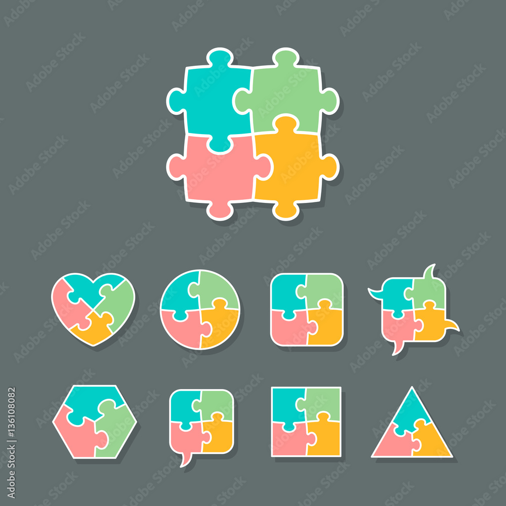 Set of different jigsaw puzzle piece shapes Stock Vector | Adobe Stock