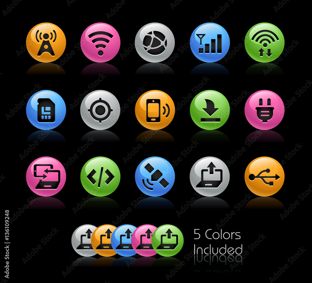 Connectivity Icons // The vector file Includes 5 color versions in ...