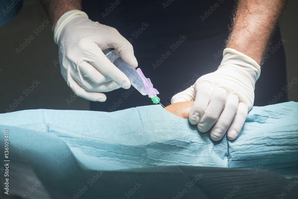 Knee surgery anaesthetic injection Stock Photo | Adobe Stock