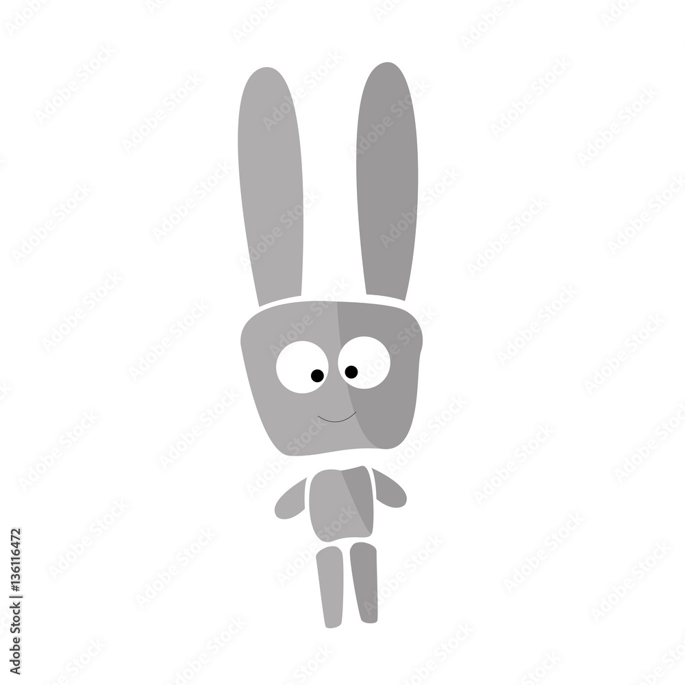 Gray rabbit, cartoon bunny on a white background. Stock Vector | Adobe ...
