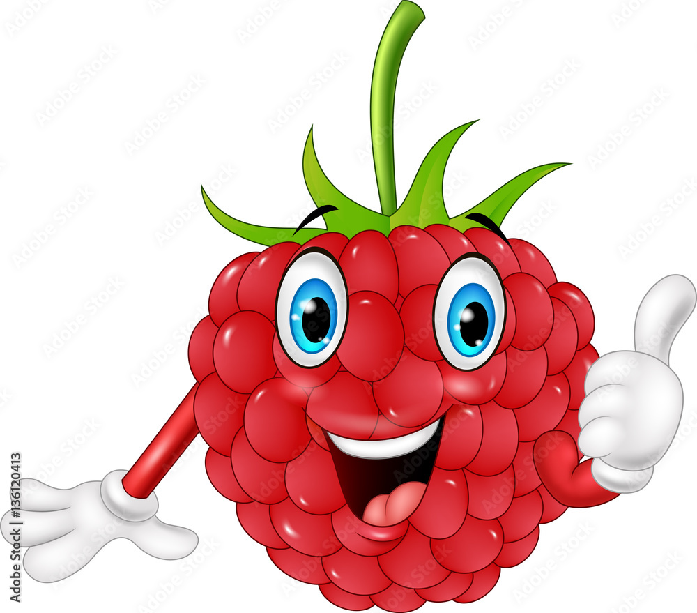 Cartoon raspberry giving thumbs up Stock Vector | Adobe Stock