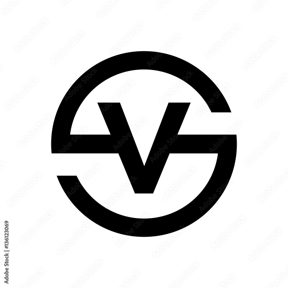 Letter S symbol Combination with V Stock Vector | Adobe Stock