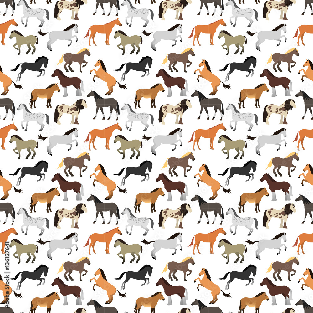 Seamless pattern with horse in flat style. Stock Vector | Adobe Stock