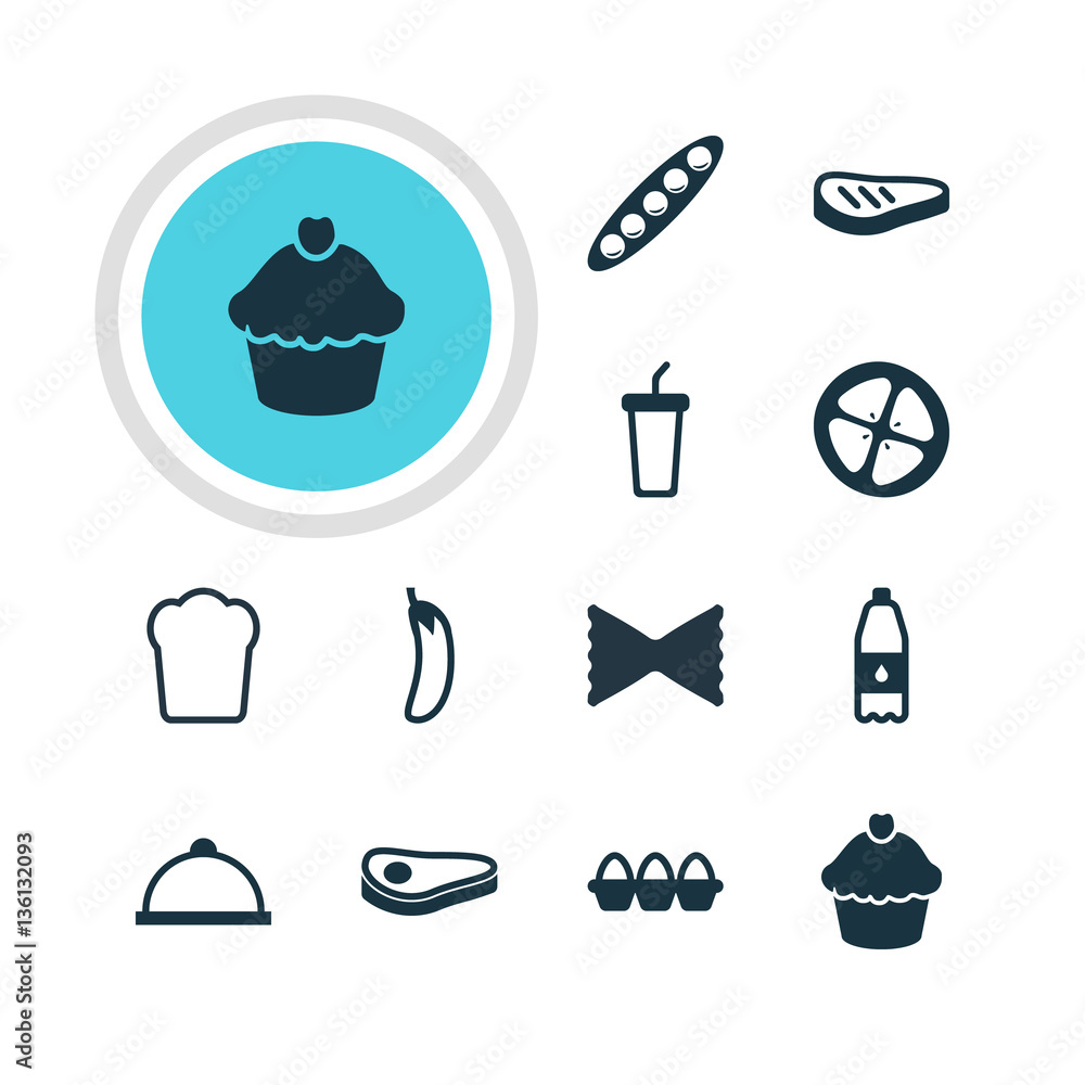 Vector Illustration Of 12 Cooking Icons. Editable Pack Of Bean, Egg ...
