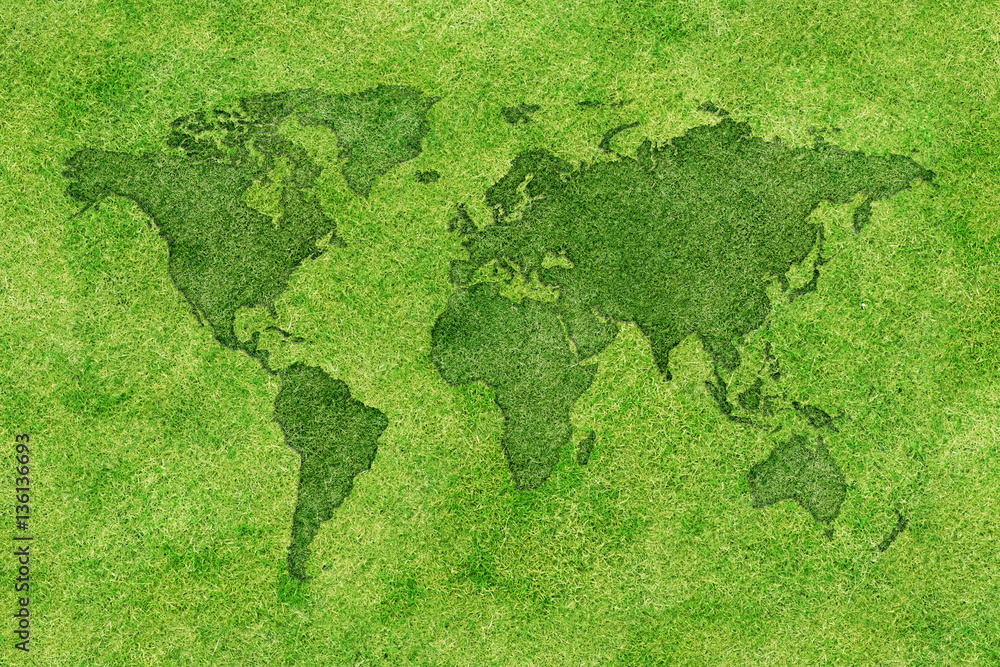 world map on grass Stock Photo | Adobe Stock