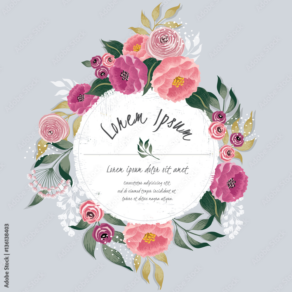 Vector illustration of a beautiful floral border with spring flowers ...