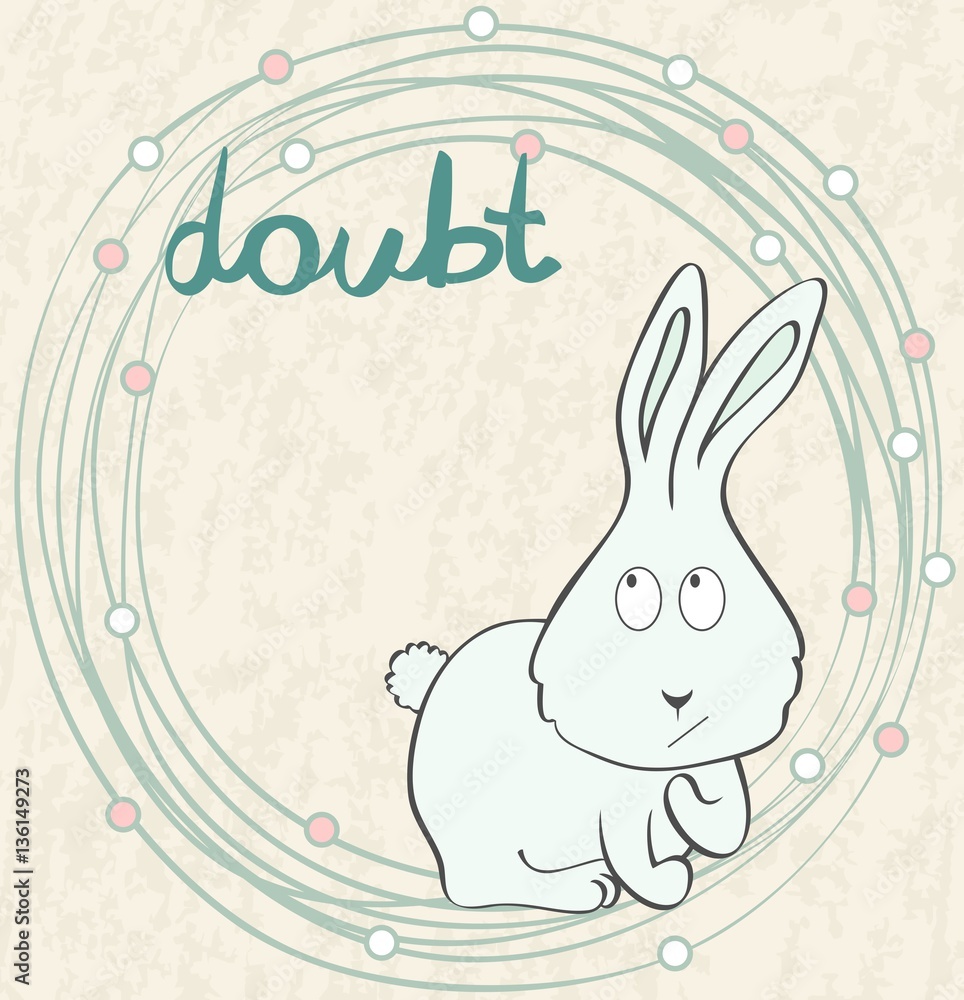 vector illustration of a cartoon bunny in doubt Stock Vector | Adobe Stock