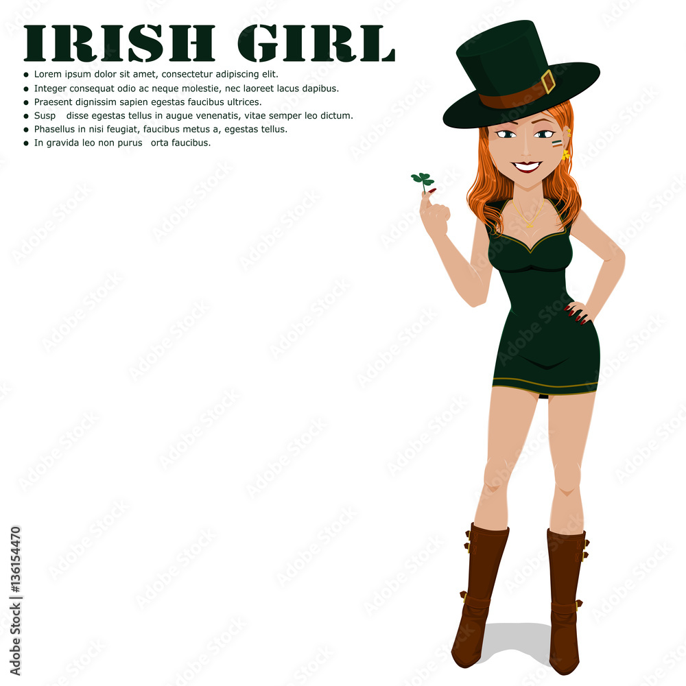 Irish girl on transparent Background Stock Vector | Adobe Stock