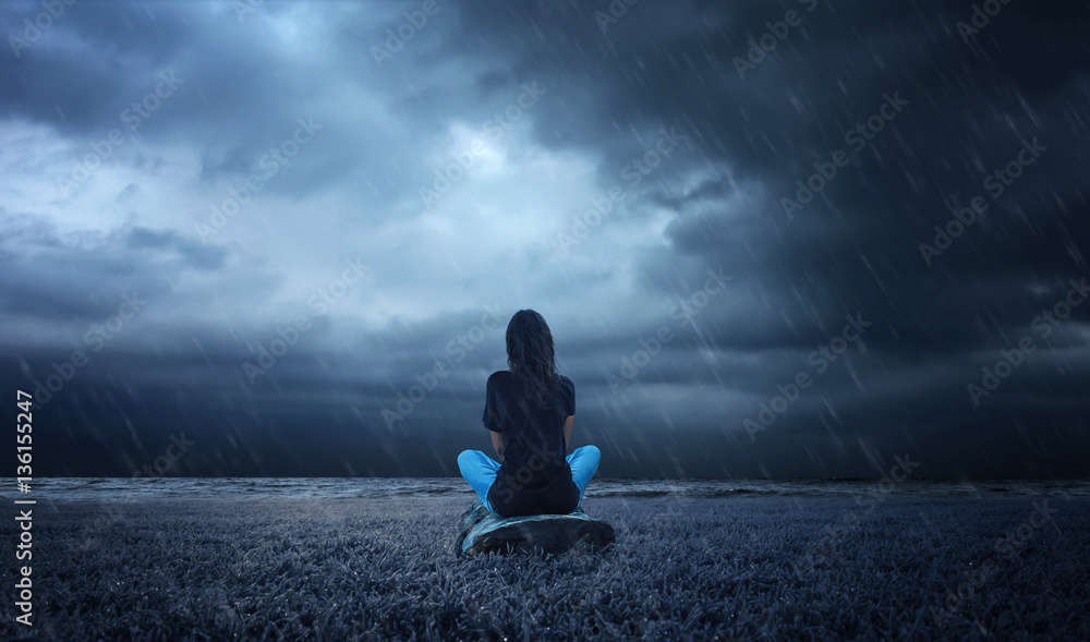 Sad Lonely Girl In Rain Wallpaper