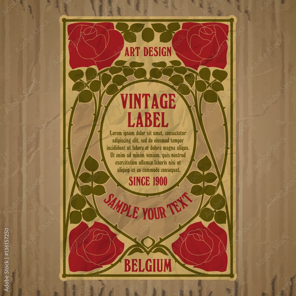 vector vintage items: label Art Nouveau Stock Vector | Adobe Stock