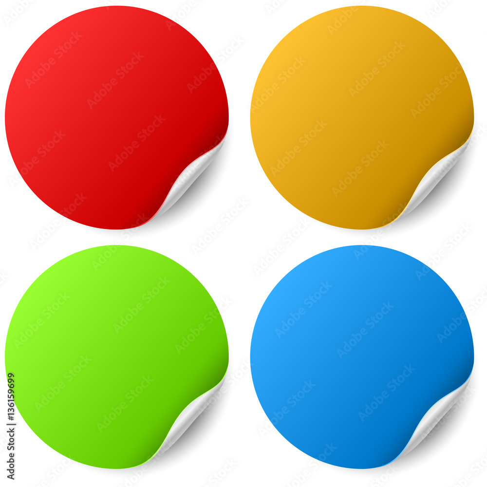 Color round stickers with curled edge vector template vector de Stock ...