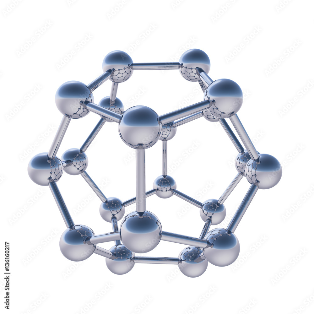 Chrome spherical molecular structure isolated on white backgroun Stock ...