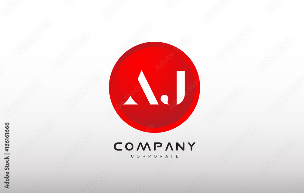 AJ letter alphabet red circle dot logo vector design Stock Vector ...