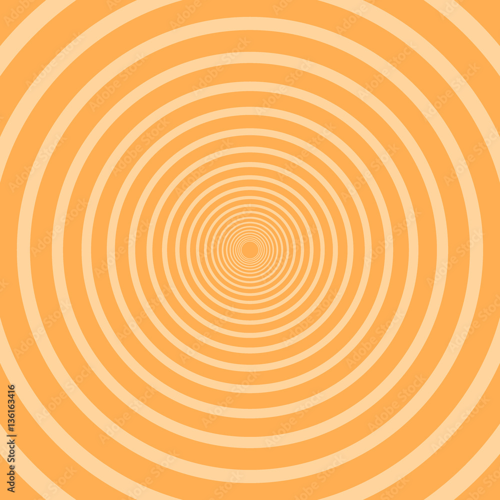 Sun rays. Circle rays. Orange background. Spiral. Summer orange ...