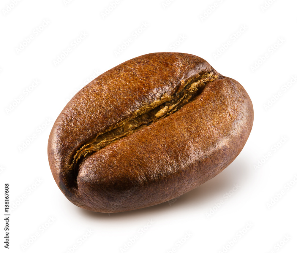 Shiny fresh roasted coffee bean isolated on white background. Stock ...