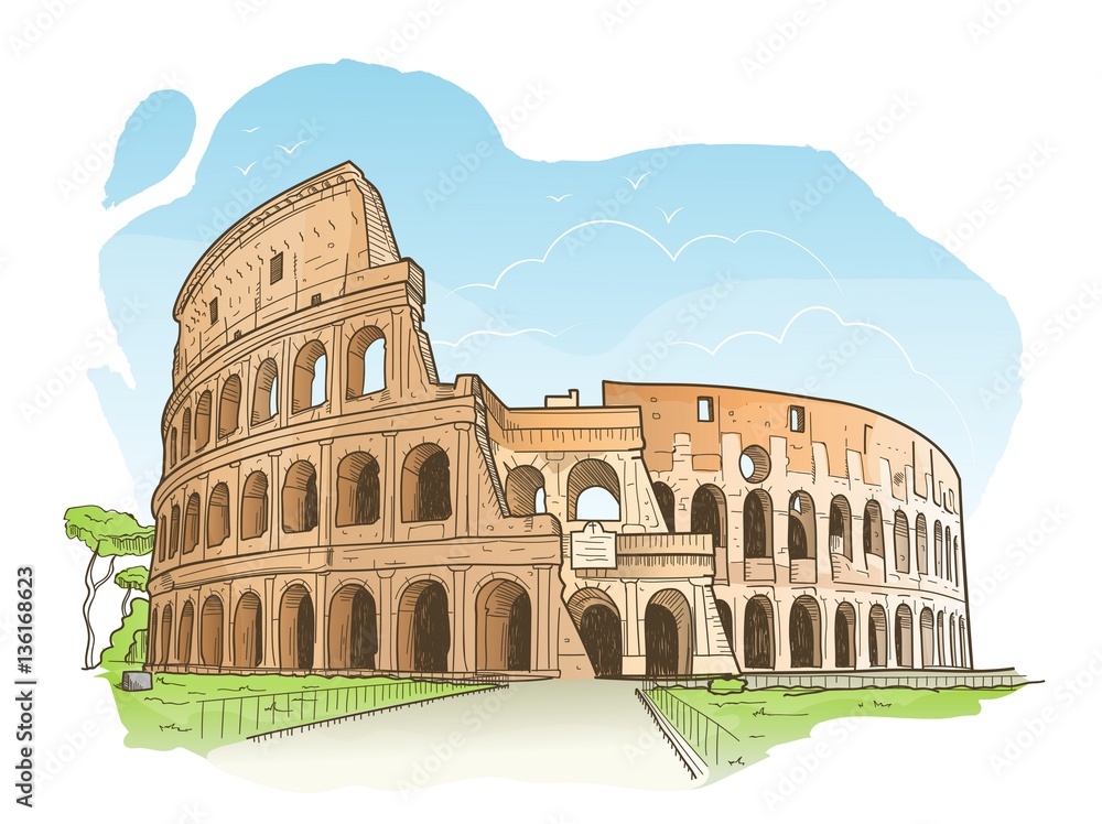 Ancient Roman Colosseum Drawing