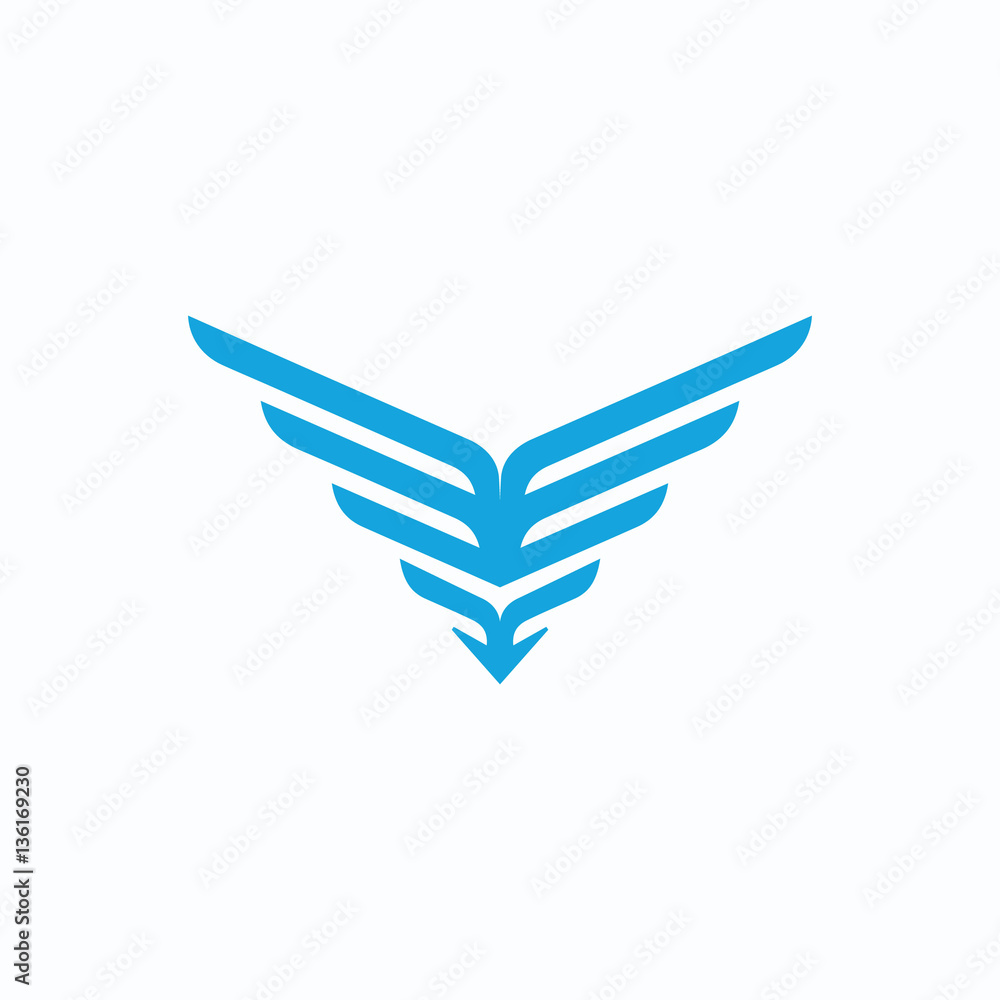 Blue abstract wings logo element template for website and marketing ...