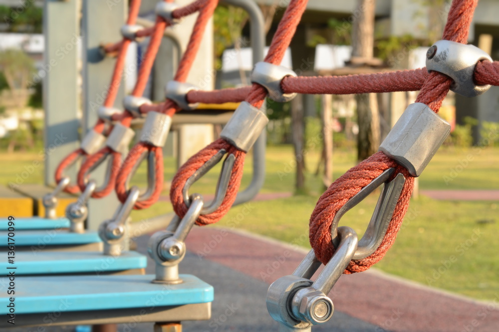 Perspective of rope slings in the playground,use a symbol for strength ...