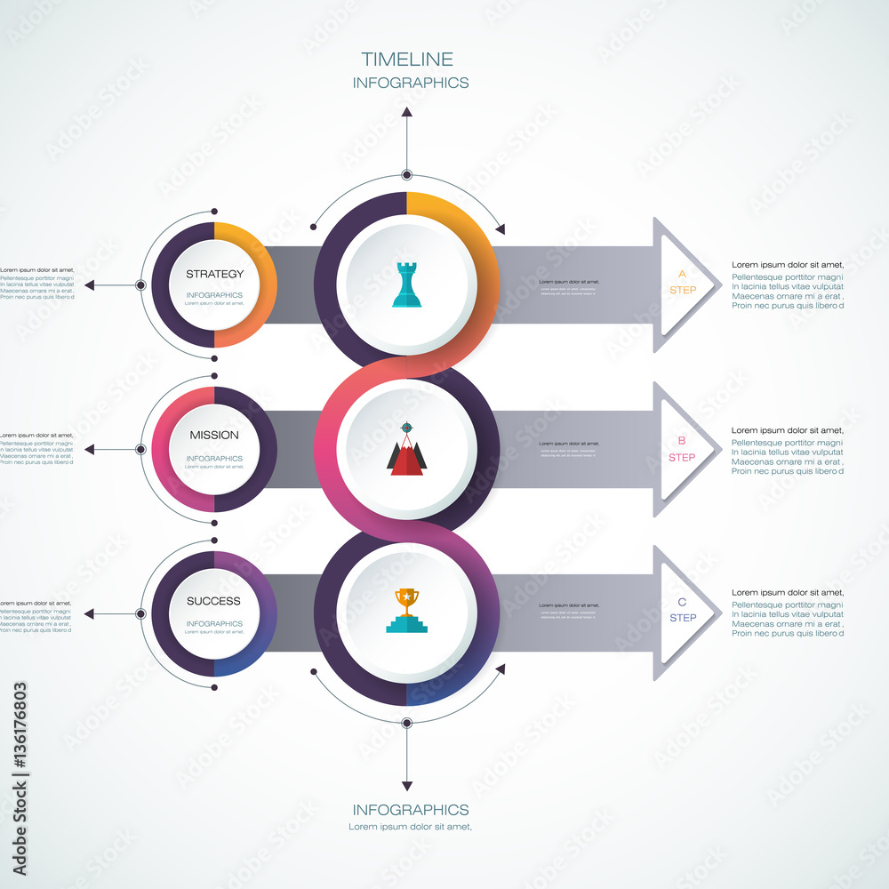 Vector infographics timeline design template with 3D paper label ...