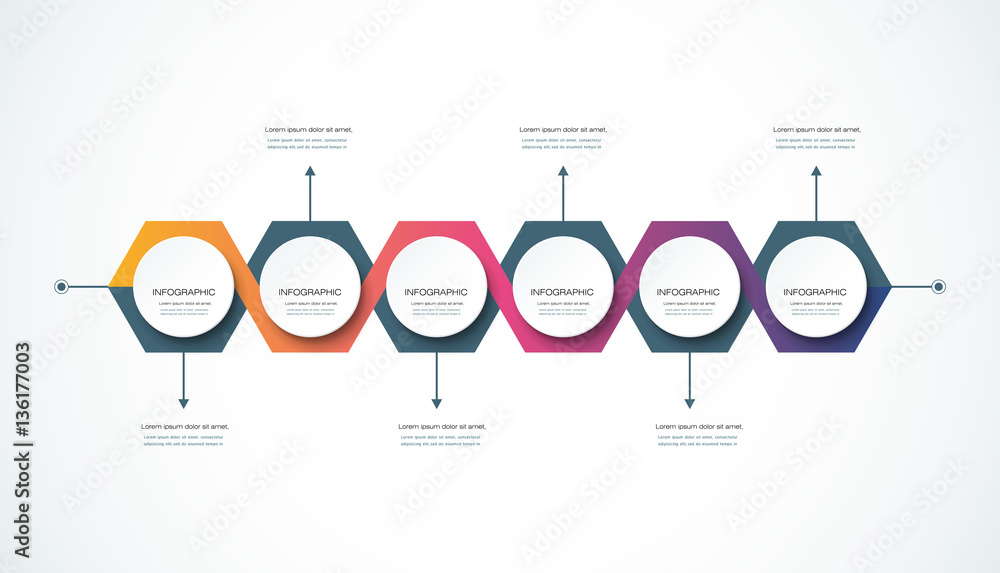 Vector infographics timeline design template with 3D paper label ...