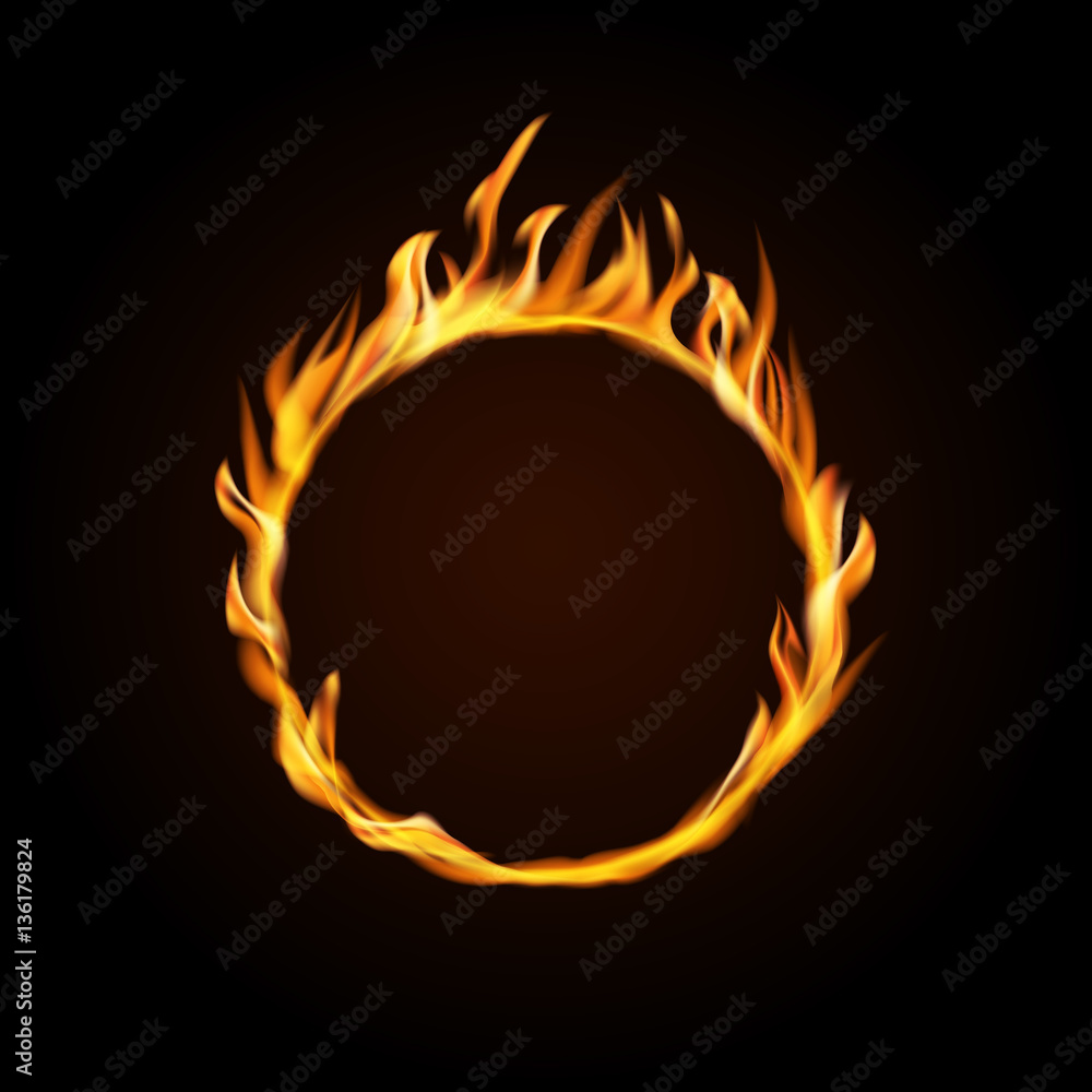 Fire burning circle on a black background Stock Vector | Adobe Stock